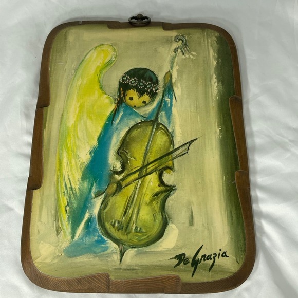 no brand | Art | Vtg Mcm Angel Print On Wood | Poshmark